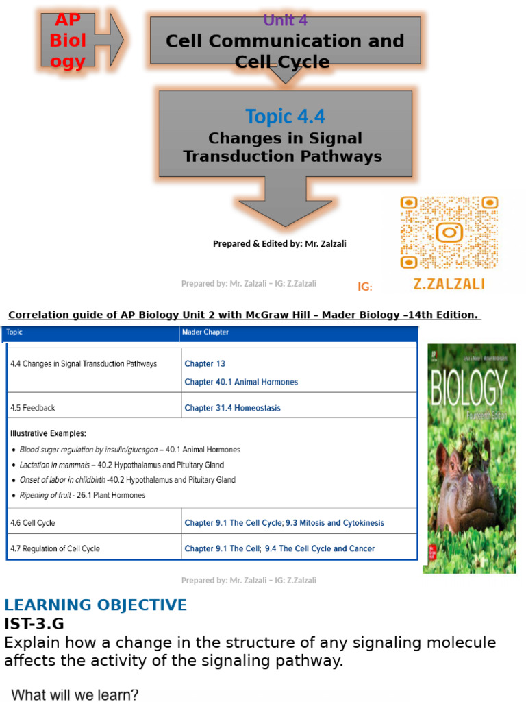 AP Bio Unit 4.4, 4.5, 4.6, 4.7 Cell Comunication Handouts | PDF ...