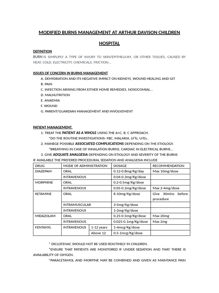 Modified Burns Management at Arthur Davison Children Hospital | PDF ...