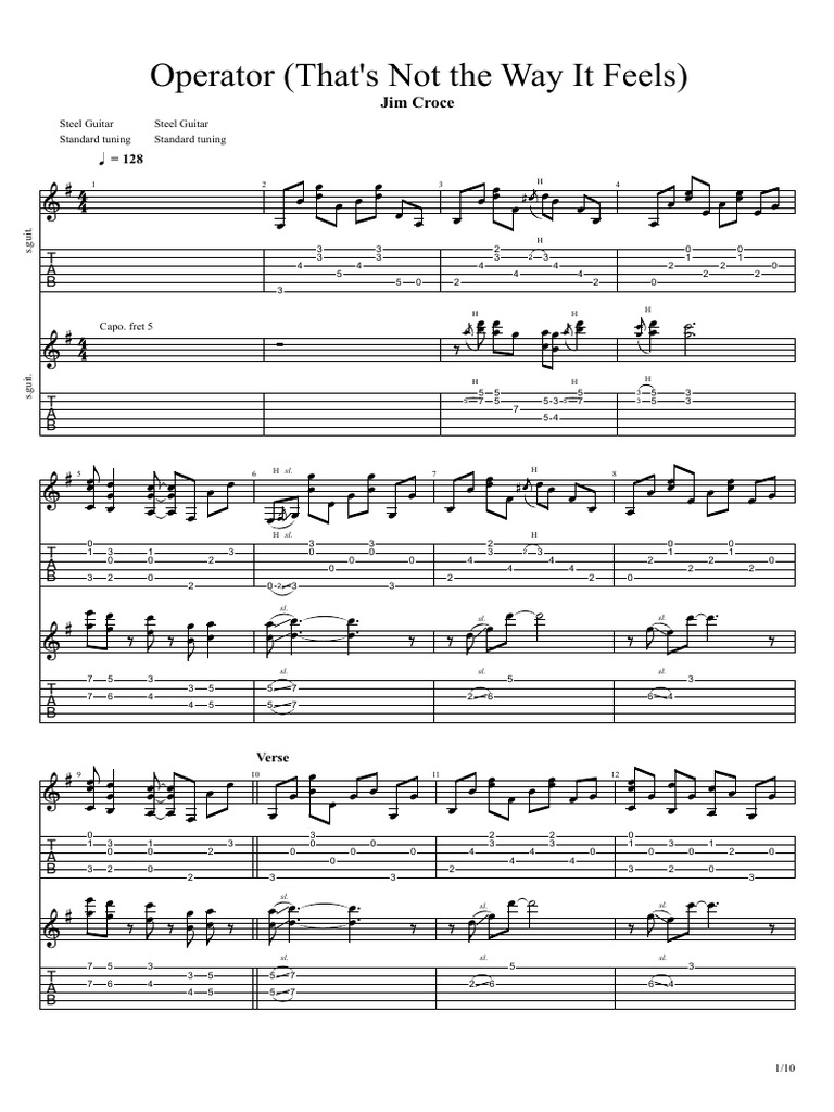 Operator (That's Not The Way It Feels) | PDF | Guitars | Chordophones