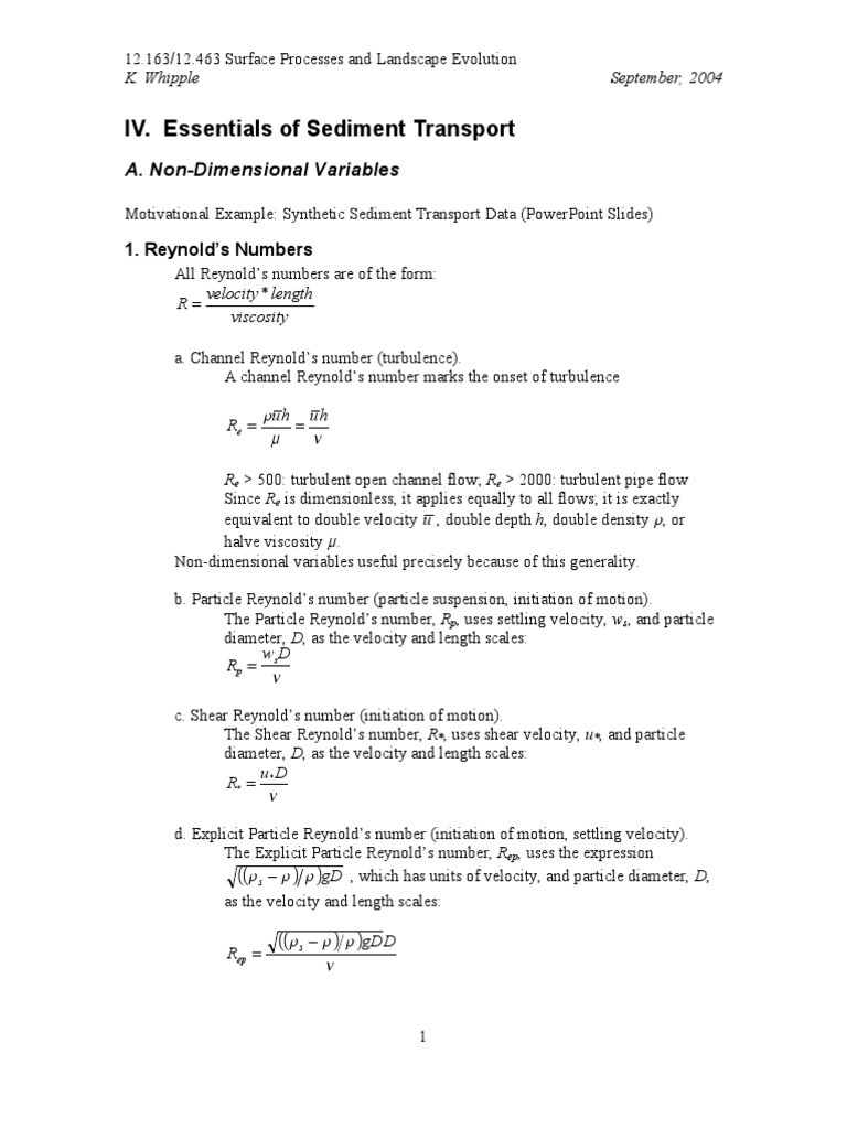 Formulas For Sediment Transport | PDF