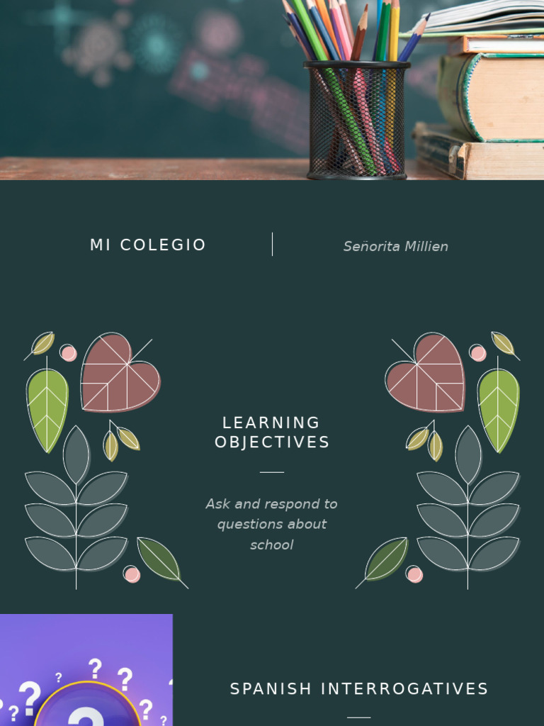 Mi Colegio- Interrogatives Spanish notes | PDF