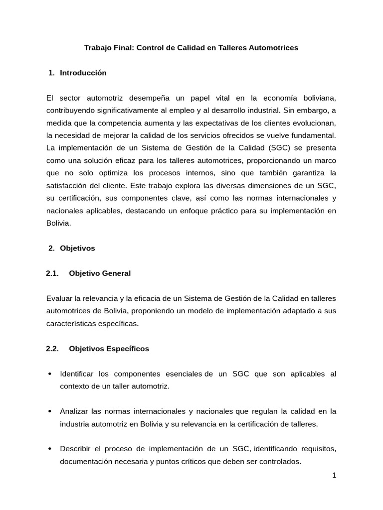 Trabajo Final Control de Calidad | PDF | Calidad (comercial) | Sistema ...
