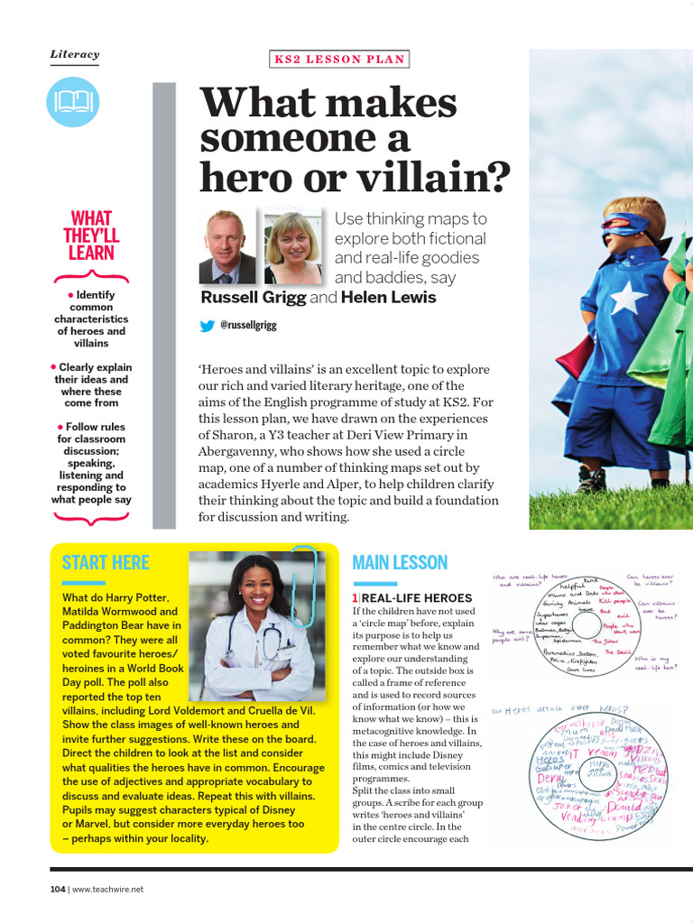 Exploring Heroes and Villains in Class | PDF | Lesson Plan | Learning