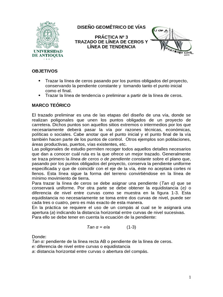 Practica Nº3 Vias Corr | PDF | Pendiente | Geometría