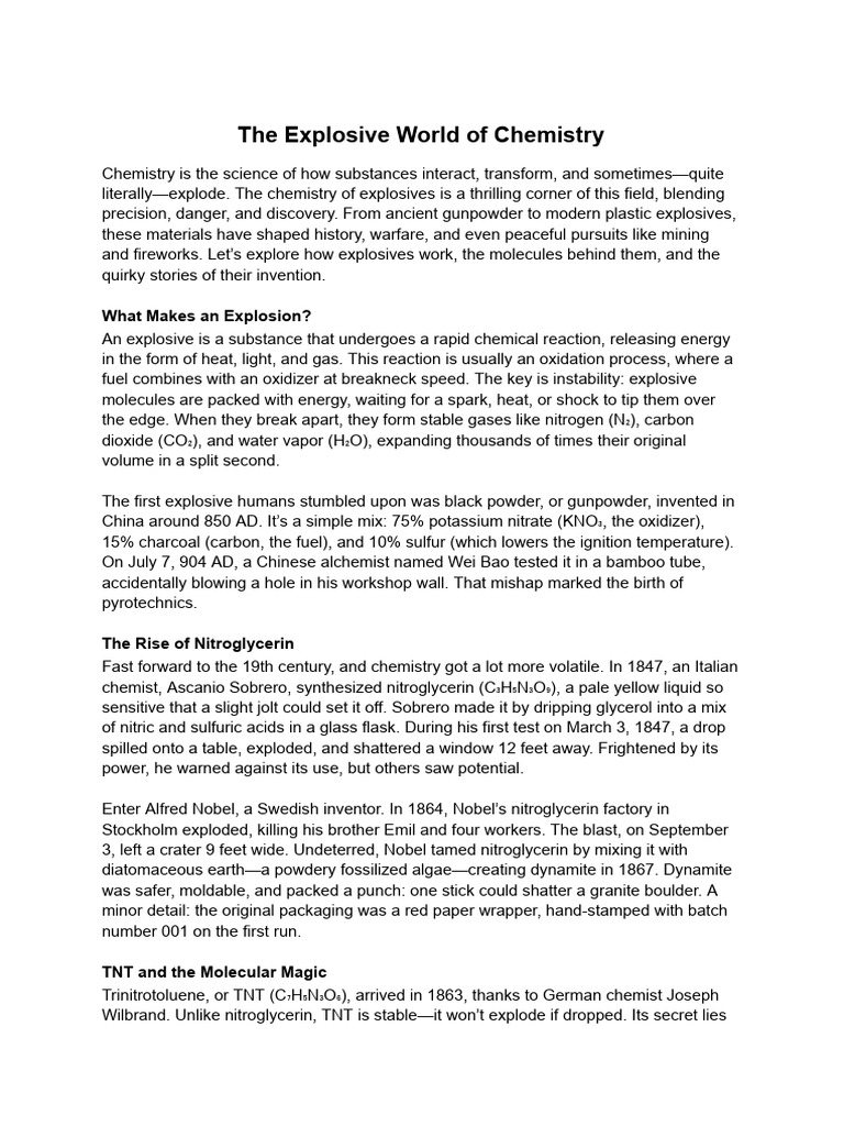 The Explosive World of Chemistry | PDF | Gunpowder | Chemistry