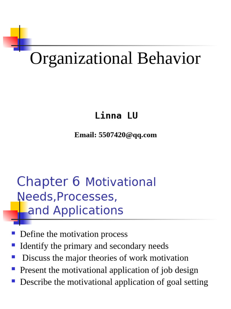 Organizational Behavior-Chapter 6 | PDF | Motivation | Motivational