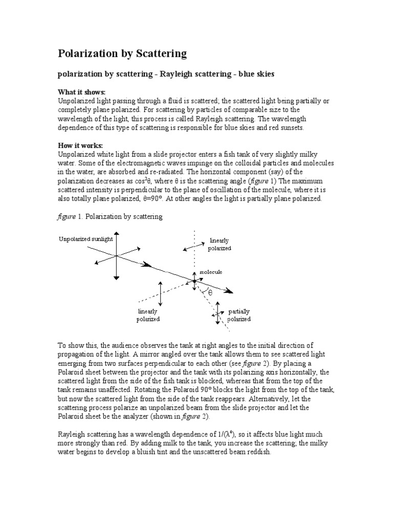Polarization by Scattering | PDF | Polarization (Waves) | Scattering