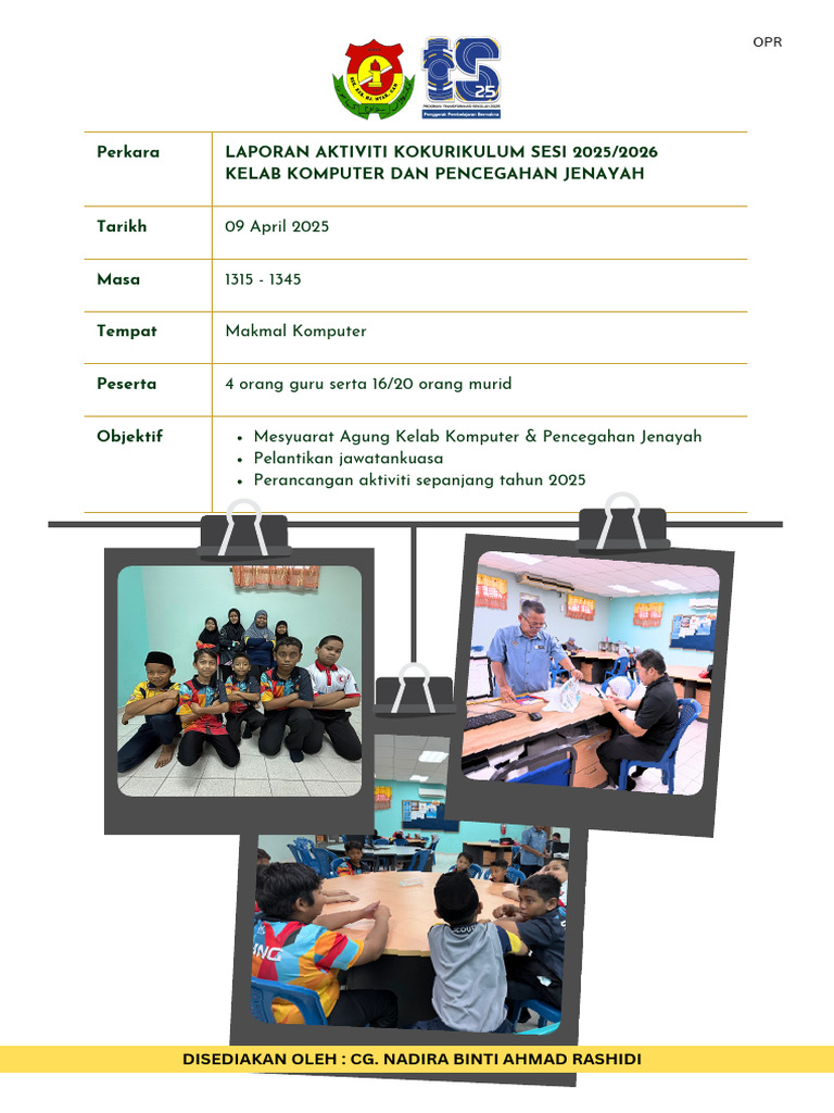 Opr Kelab Komputer & Pencegahan Jenayah 09042025.PDF | PDF