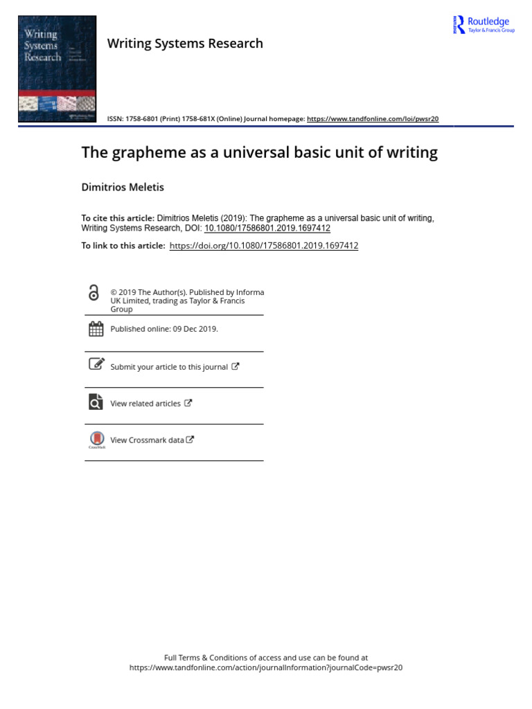 The Grapheme As A Universal Basic Unit of Writing | PDF | Phoneme ...