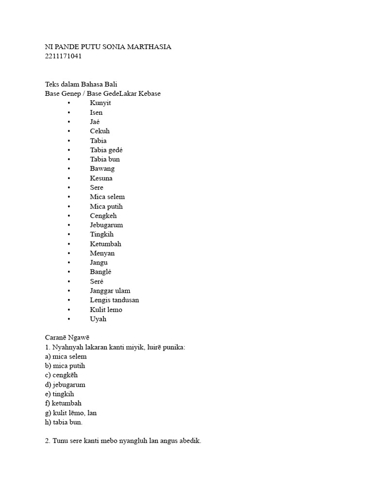 Sonia Marthasia - Basa Genep | PDF