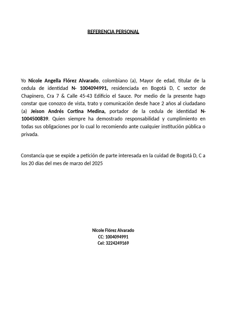 Referencia Personal | PDF