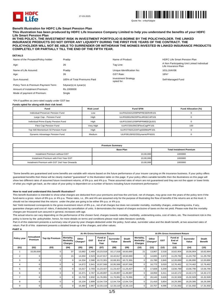 HDFC Life Smart Pension Plan Benefits | PDF | Insurance | Life Insurance