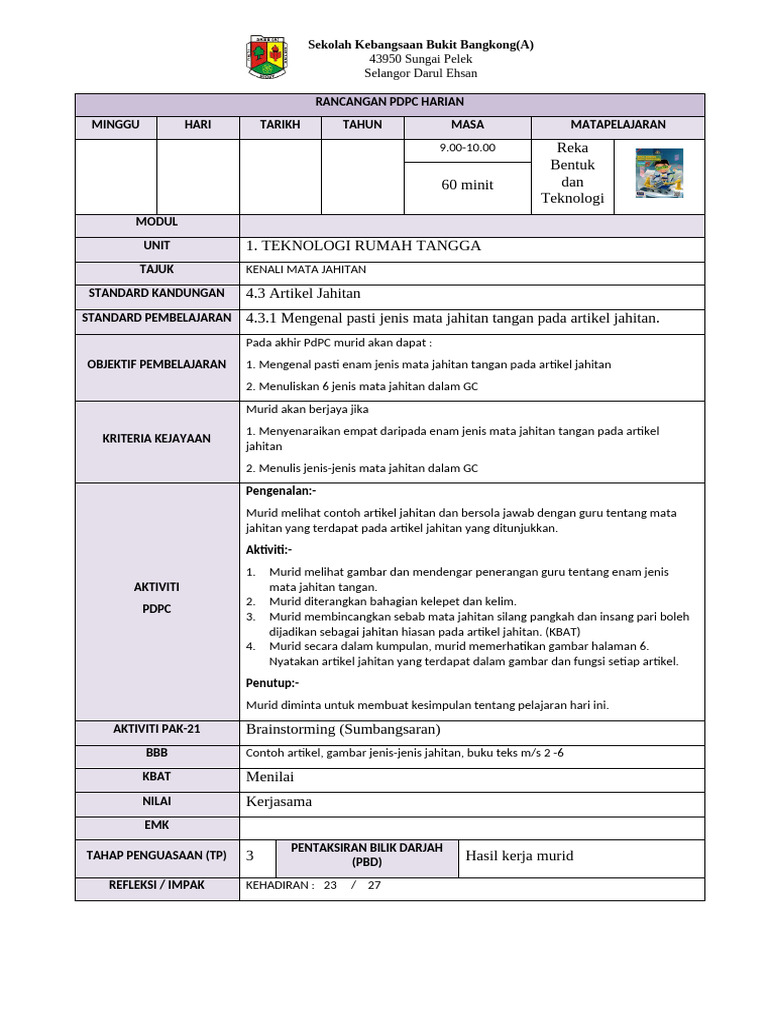 RPH RBT T5 SK Minggu 4 | PDF