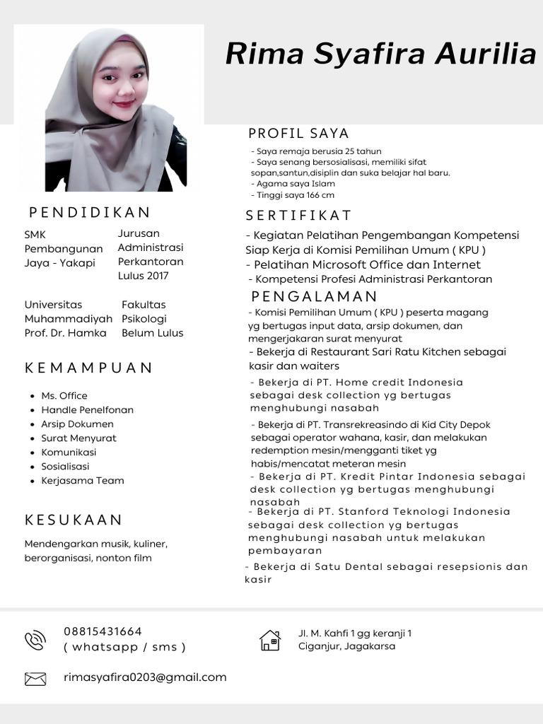 Cv Rima Syafira 2025 | PDF