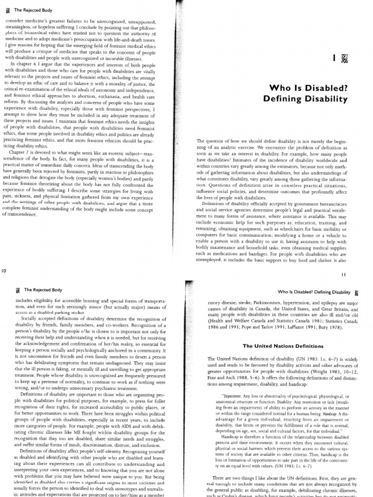 Session 1 Wendell - Who Is Disabled | PDF