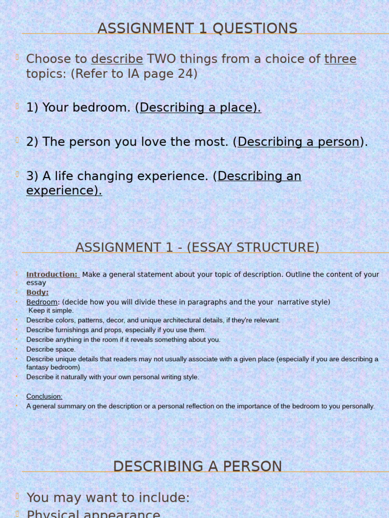 ASSIGNMENT 1 Questions | PDF | Essays