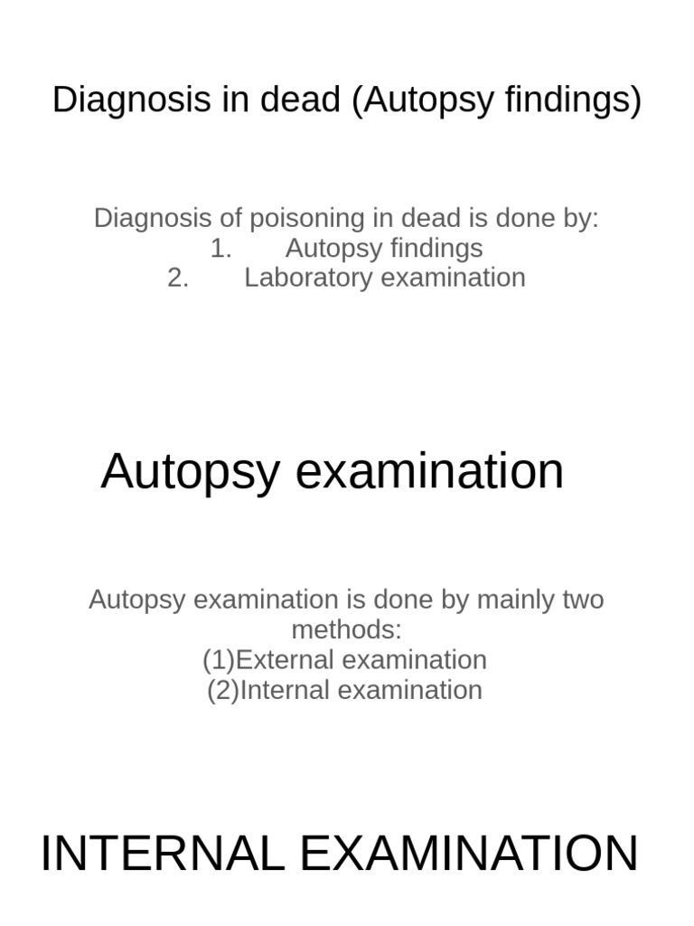 Autopsy Findings for Poisoning Diagnosis | PDF | Autopsy | Stomach