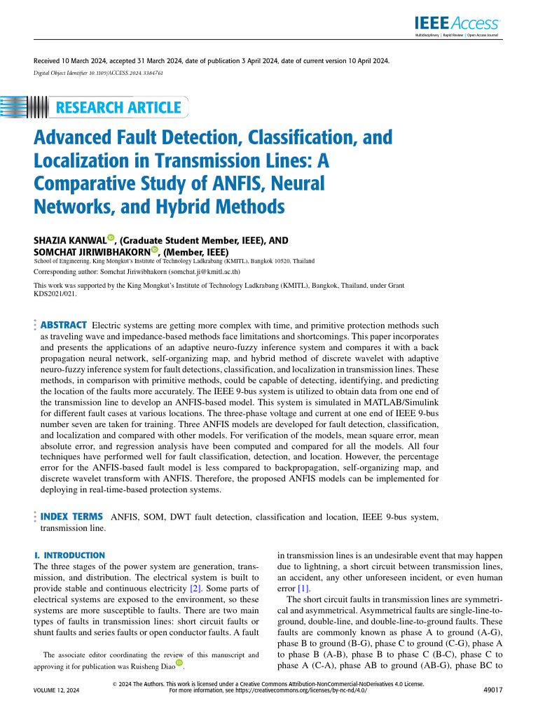 [2] Advanced Fault Detection Classification And Localization In Transmission Lines A Comparative