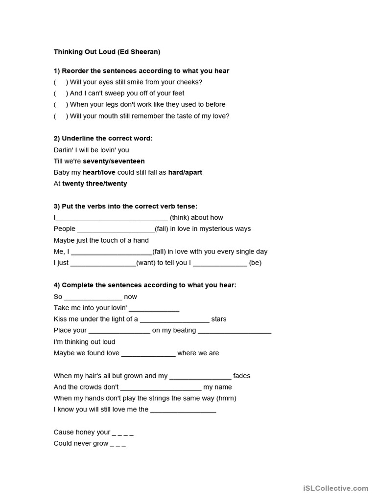 Song Class - Thinking Out Loud | PDF