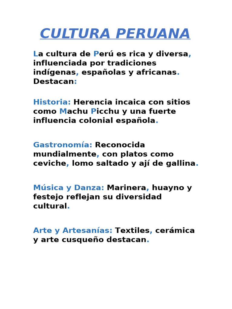 Cultura Peruana: Tradiciones y Diversidad | PDF