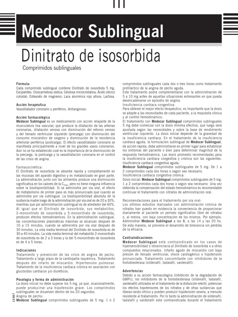 Isordil | PDF | Biodisponibilidad | Insuficiencia cardíaca
