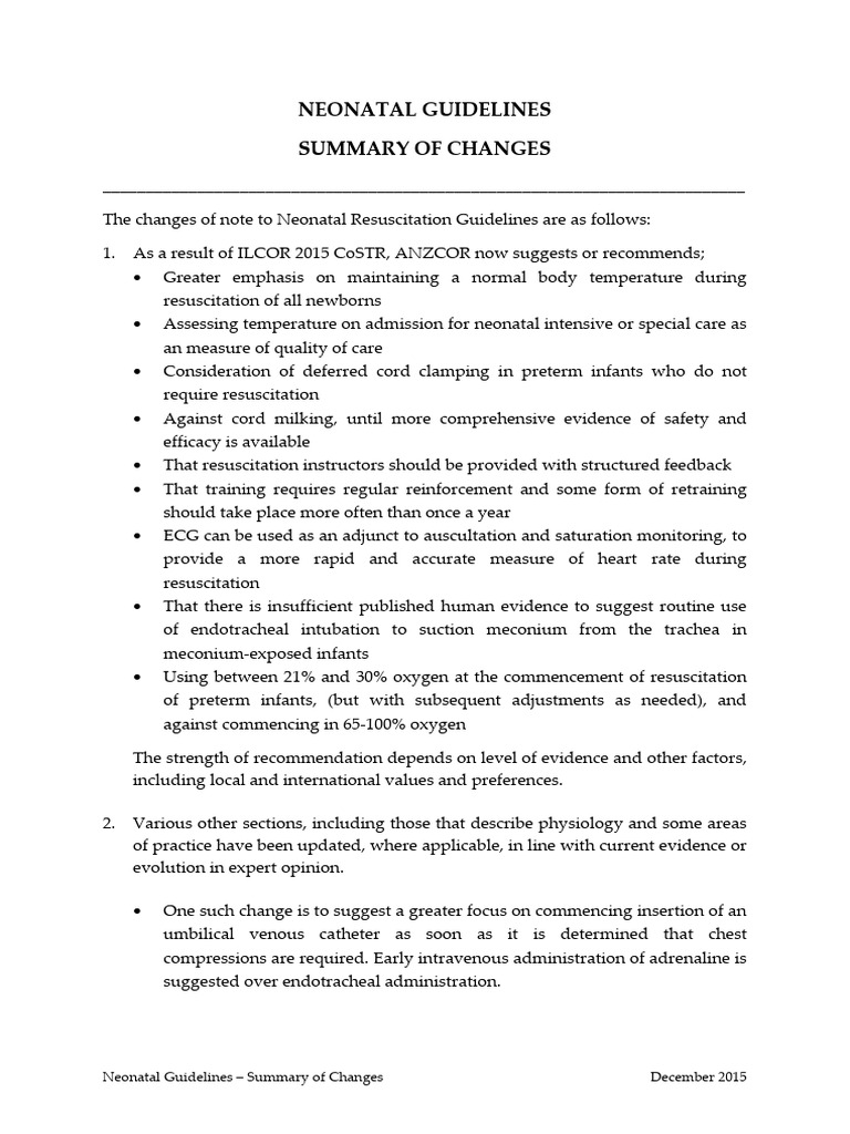 13 Neonatal Summary of Changes | PDF | Cardiopulmonary Resuscitation ...
