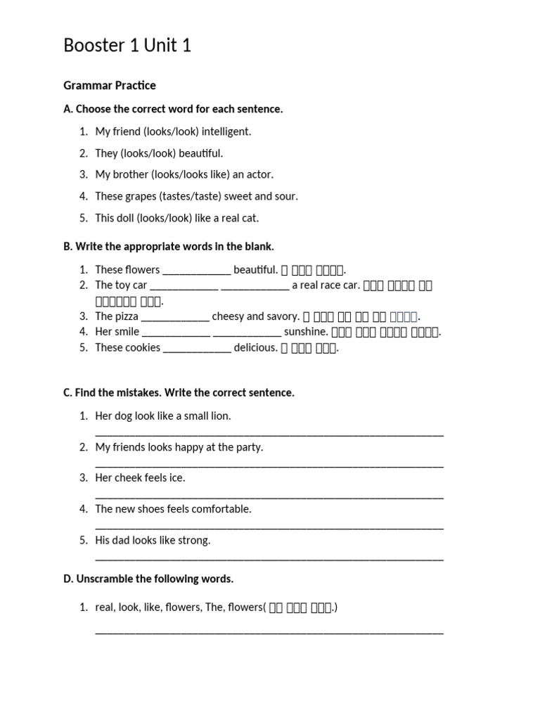 Unit 1 Grammar Activity | PDF