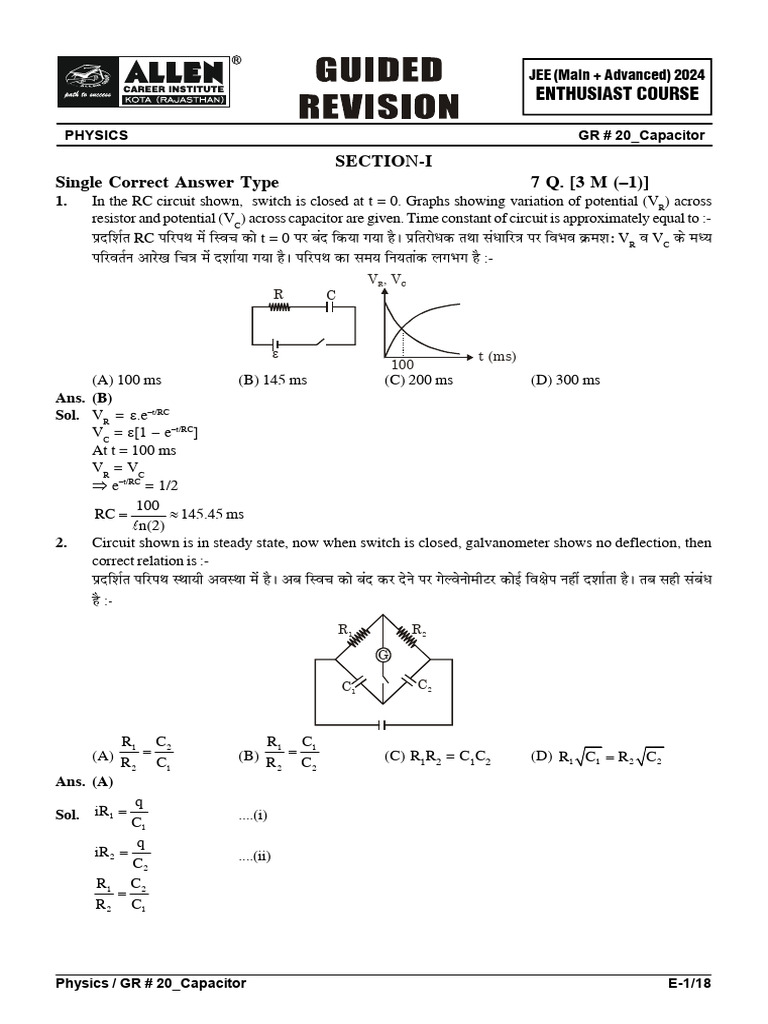 20 - GR # Capacitor - With Solution | PDF | Electric Power | Electronic Engineering