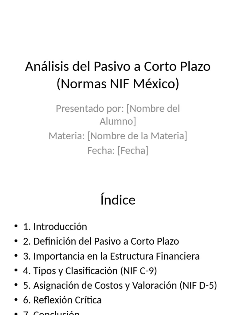 Análisis del Pasivo Corto Plazo NIF | PDF | Contabilidad | Bancos