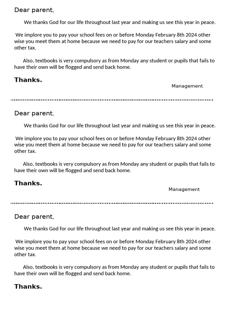 Dear Parent | PDF