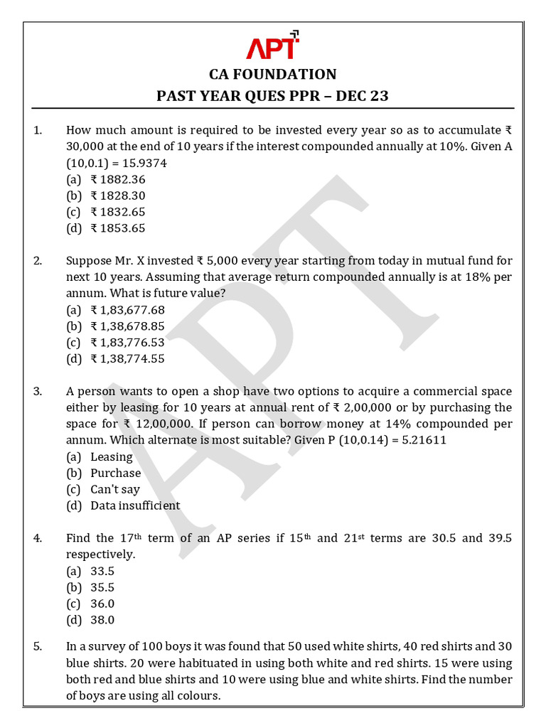 CAF D23 Maths Questions Paper | PDF | Statistical Theory | Descriptive Statistics
