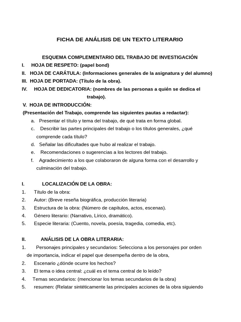 Ficha de Análisis de Un Texto Literario | PDF