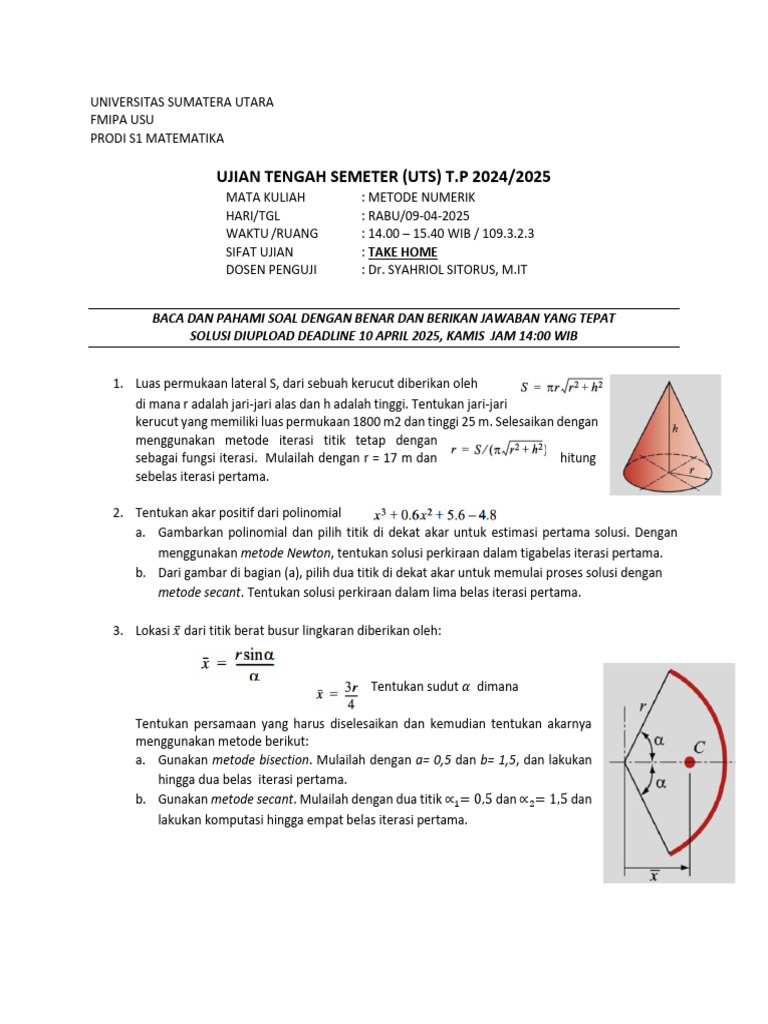 UTS Metode Numerik S1 Matematika USU | PDF