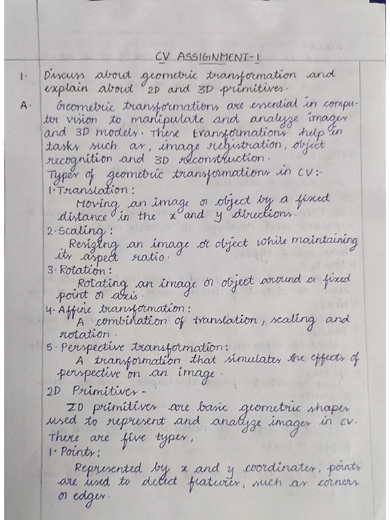 CV unit 1 (assignment) | PDF