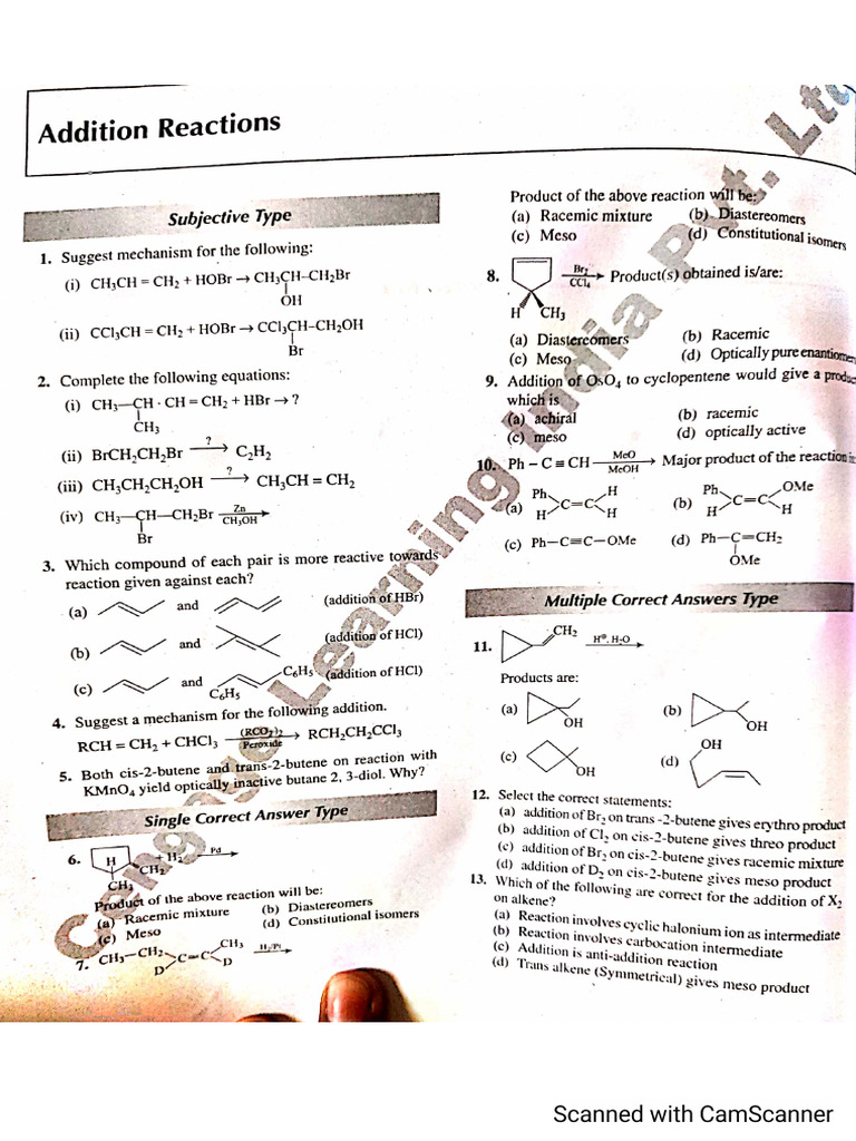 Addition Reactions | PDF