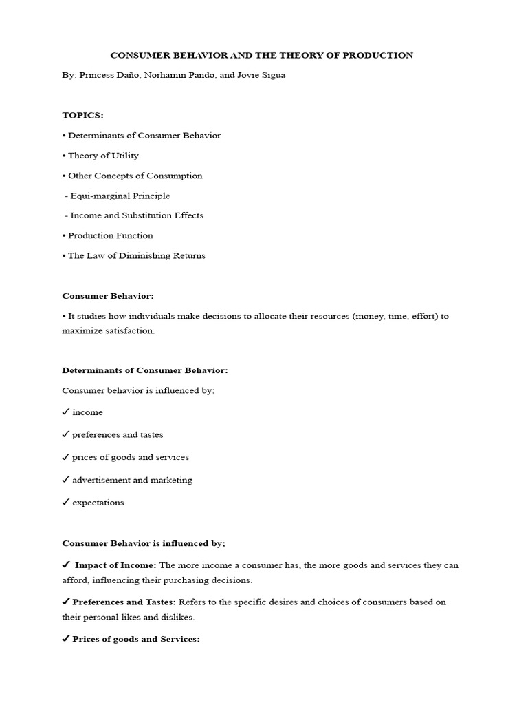 Micro Economics (Consumer Behaviorrrrrr) | PDF | Utility | Long Run And ...