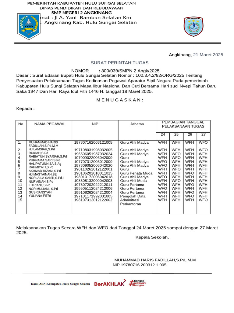 Surat WFH Dan Wfa | PDF