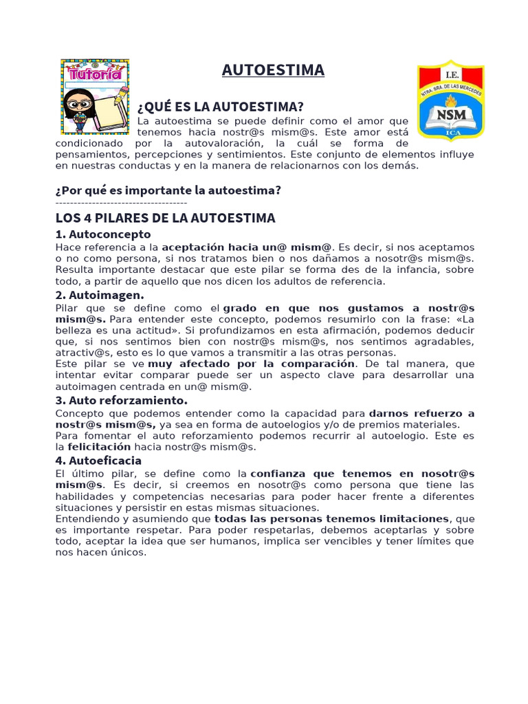 Autoestima Tema 1 | PDF