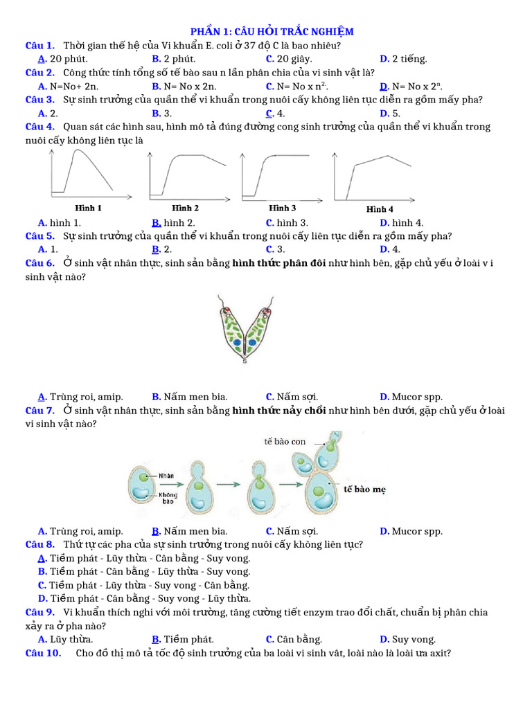 Đề ST Và Sinh Sản VSV | PDF