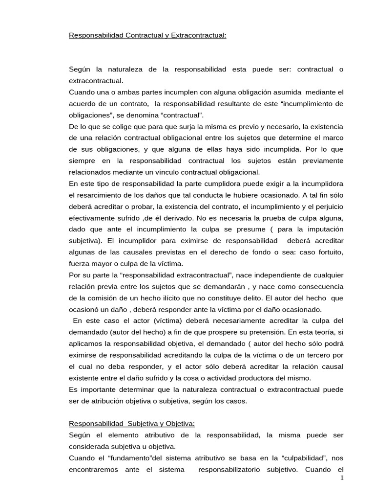 Responsabilidad Contractual y Exoneración | PDF | Derecho civil ...