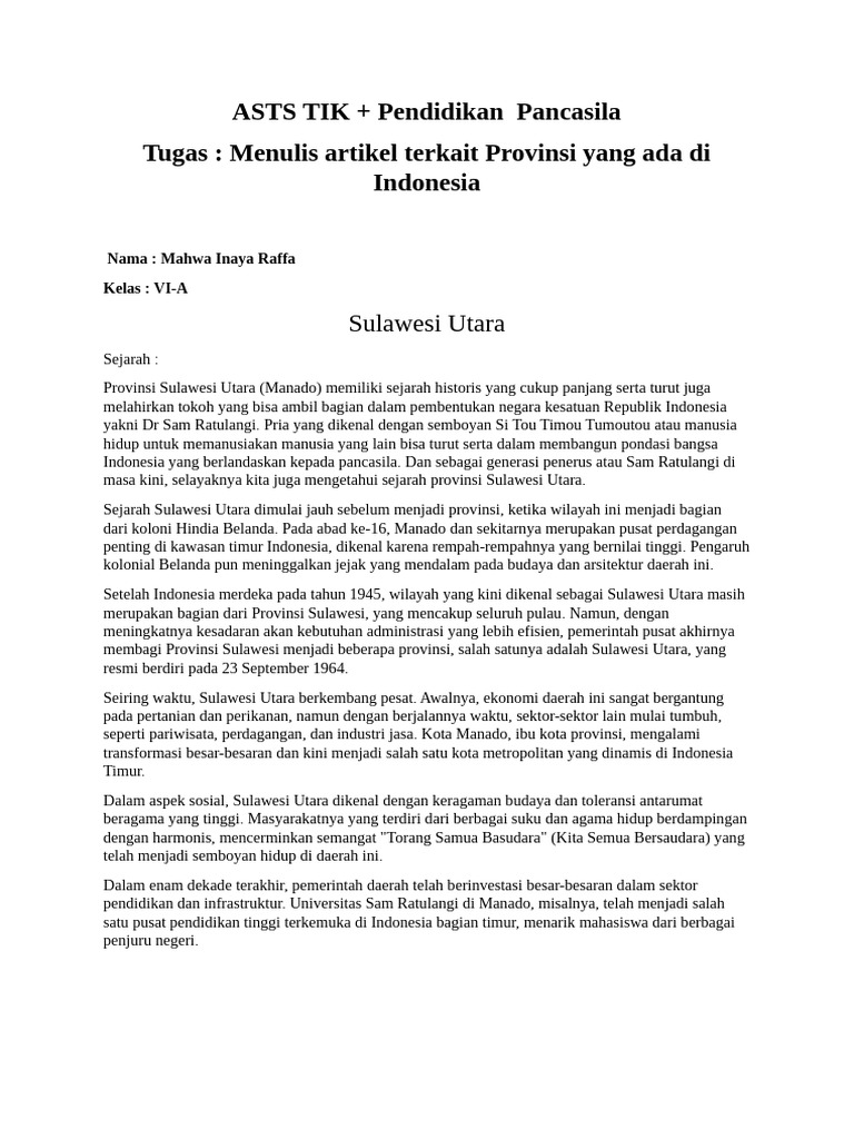 ASTS TIK + Pendidikan Pancasila Aya 6A Sulut 2 | PDF