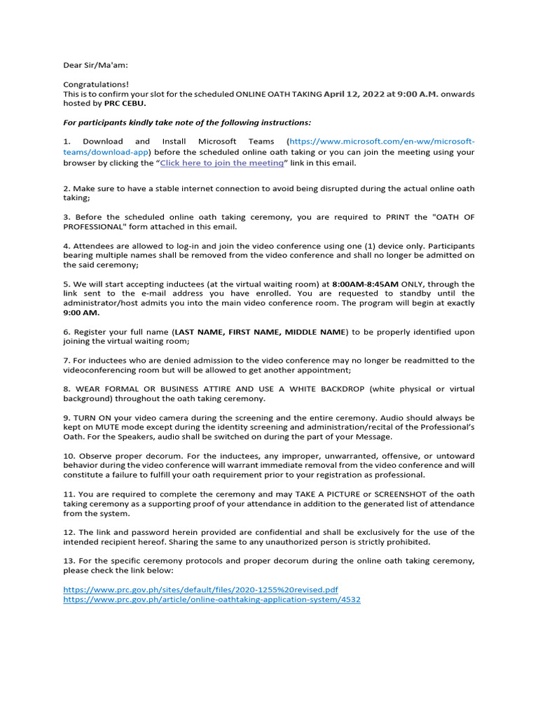 E-Oath Instructions Teacher Teams 2 | PDF | Videotelephony | Computing