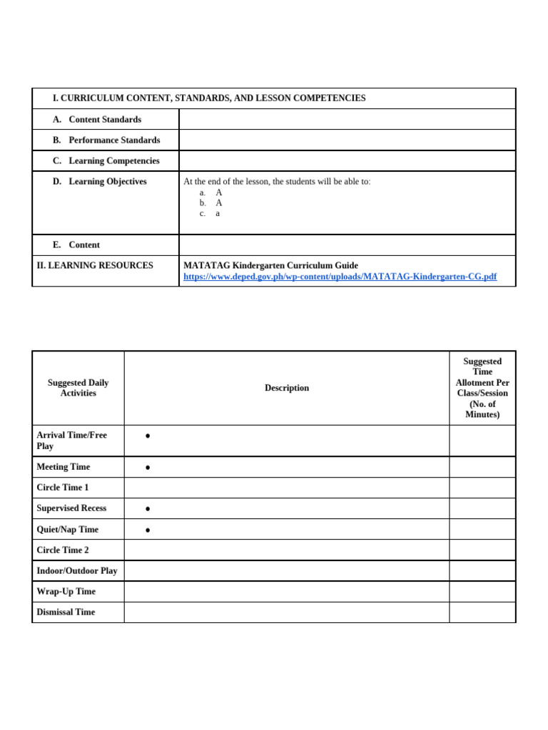 MATATAG-Curriculum-Template-1 | PDF