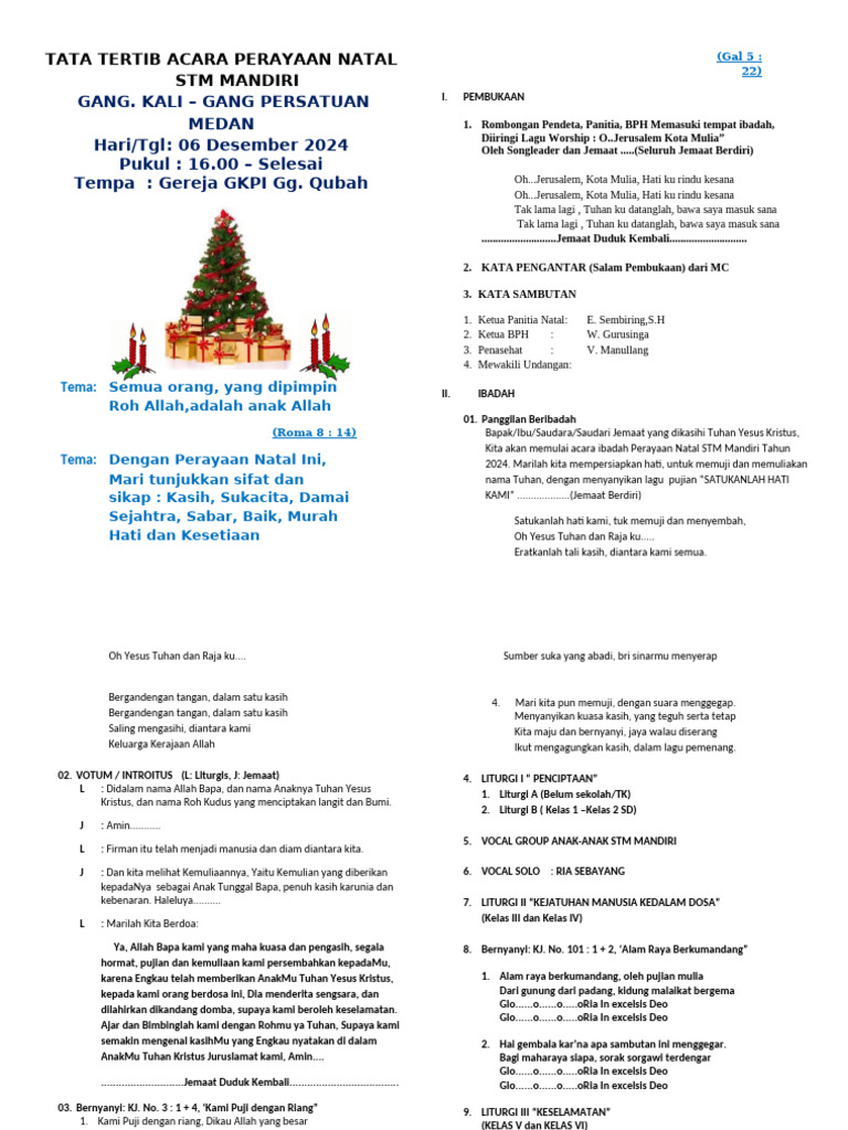 Tata Tertib Perayaan Natal STM 2024 | PDF