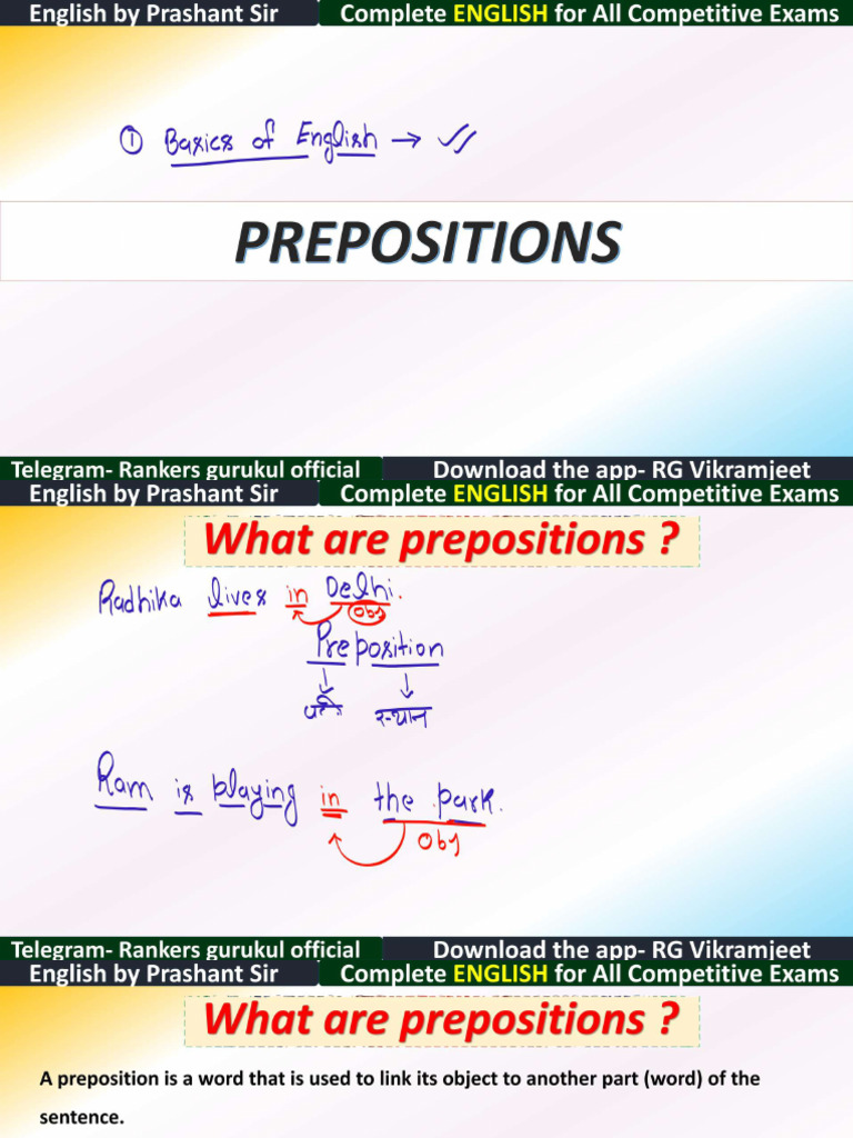 Preposition 01 (Class Notes) | PDF