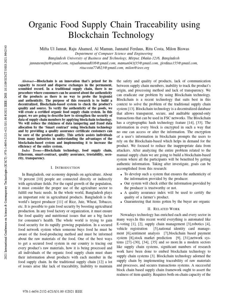 Organic Food Supply Chain Traceability Using Blockchain Technology | PDF | Variable (Computer ...