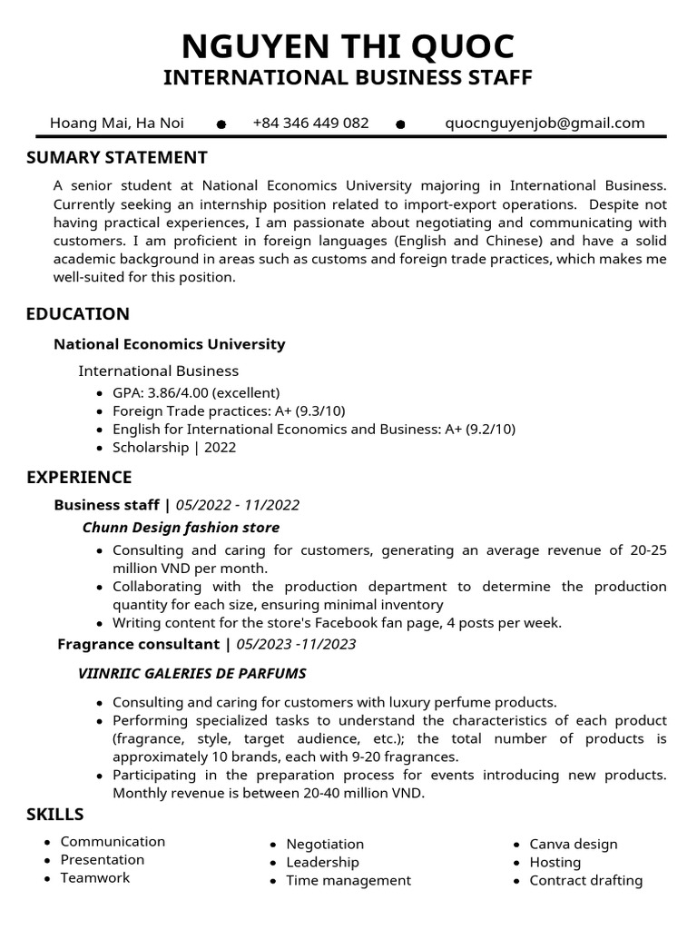 CV - Nguyen Thi Quoc | PDF