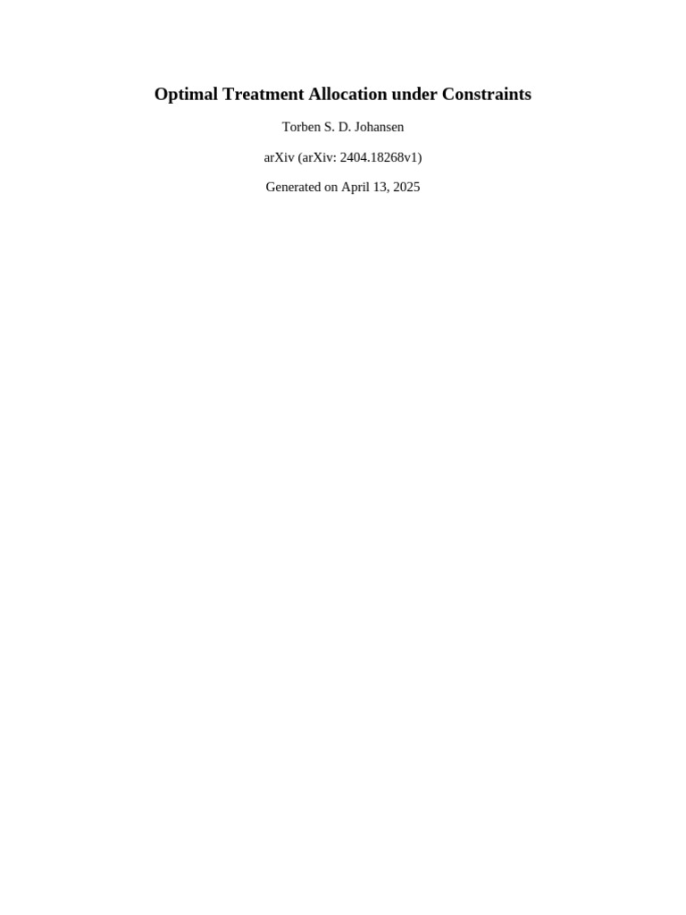 Optimal Treatment Allocation Under Constraints | PDF | Pareto Efficiency | Mathematical Optimization