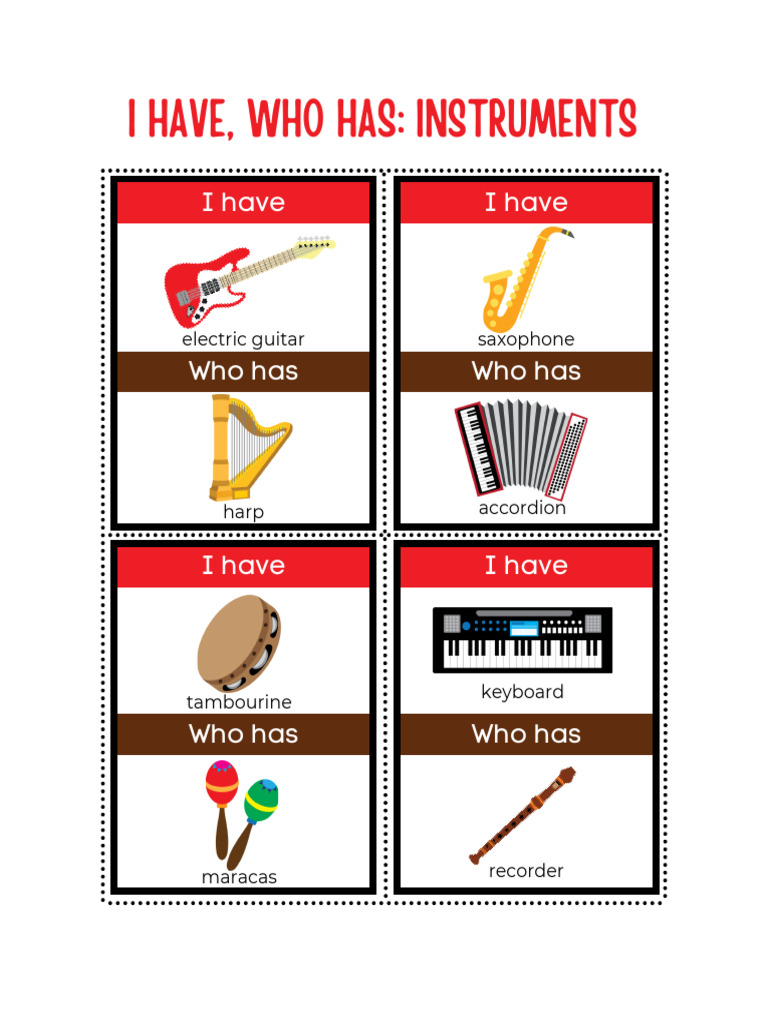 I Have, Who Has: Musical Instruments Game | PDF