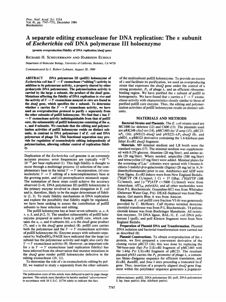 4. Actvidad exonucleasa A separate editing exonuclease for DNA ...